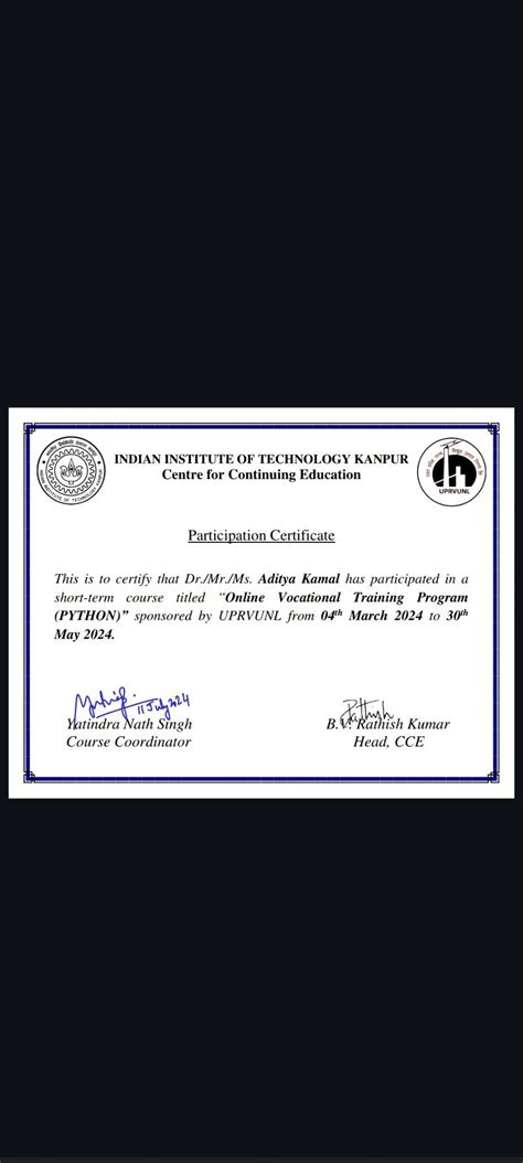 Aditya Kamal On Linkedin Im Sharing With You All Completing Online Vocational Training Program