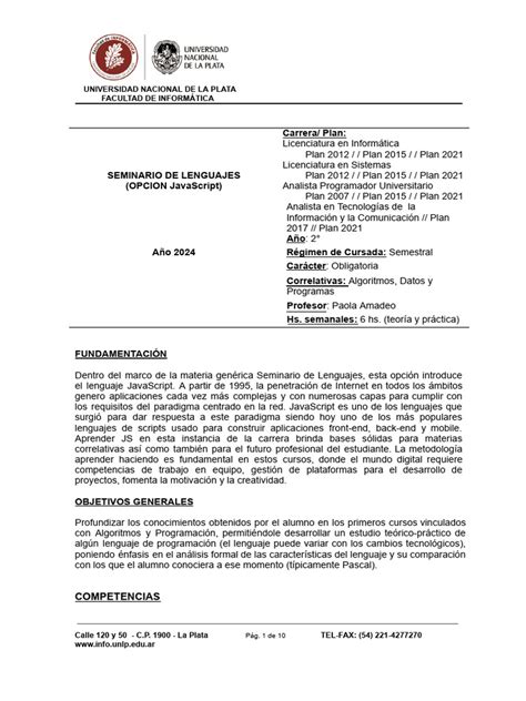 Seminario De Lenguajes Opcion Javascript 2024 Pdf Script Java