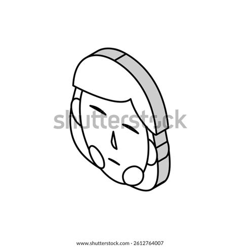 Inflammation Submandibular Lymph Nodes Isometric Icon Stock Vector