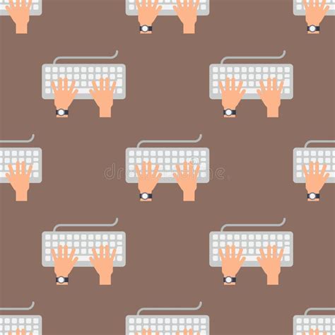 Users Hands On Keyboard Seamless Pattern Computer Technology Internet