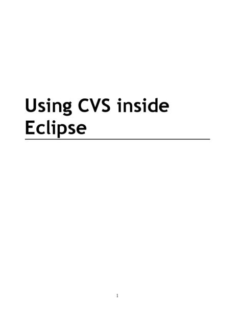 beginner s guide to using eclipse cvs pdf version control eclipse