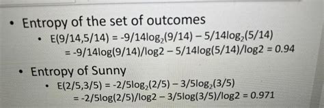 Solved Entropy Of The Set Of Outcomes