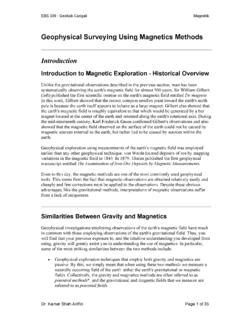Geophysical Surveying Using Magnetics Methods Geophysical Surveying Using Magnetics Methods