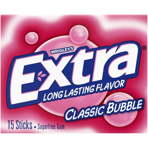 Extra Classic Bubble Gum Sugar Free Chewing Gum Single Pack 15 Stick