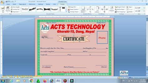 How To Make Certificate In Microsoft Word 2007 YouTube