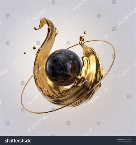 3d Render Golden Splash Splashing Wave Stock Illustration 1606301458