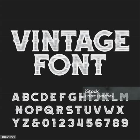 빈티지 알파벳 글꼴입니다 와일드 웨스트 스타일의 굵은 글자와 숫자를 긁어 개척시대의 서부에 대한 스톡 벡터 아트 및 기타 이미지 개척시대의 서부 복고풍 컴퓨터 글자