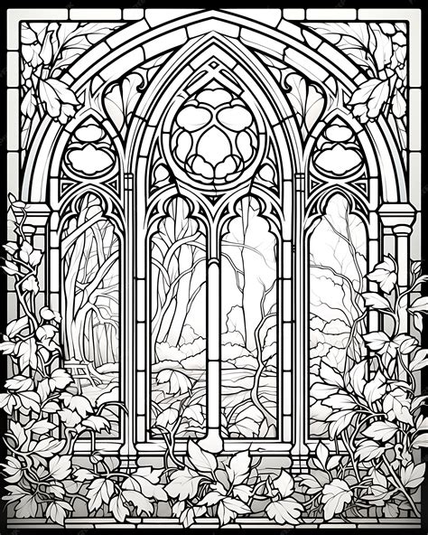 Premium Photo Stained Glass Design In Style Coloring Page