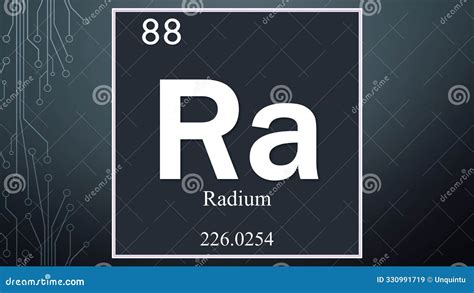 Radium Chemical Element Symbol On Dark Abstract Background Stock