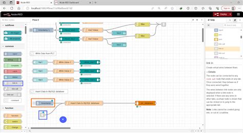 storing plc data in a database and excel sheets using node red