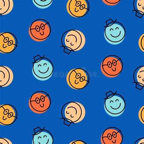 Fun Emoji Icons Seamless Pattern Emoticon Faces Stock Vector Illustration Of Cartoon Drawing