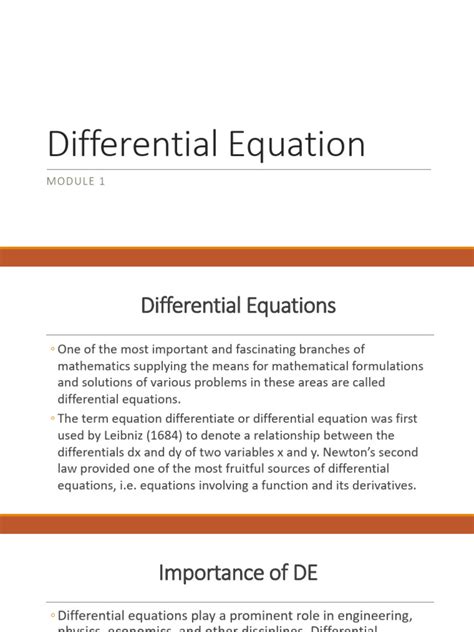 Differential Equation Module 1 Pdf Ordinary Differential Equation Equations