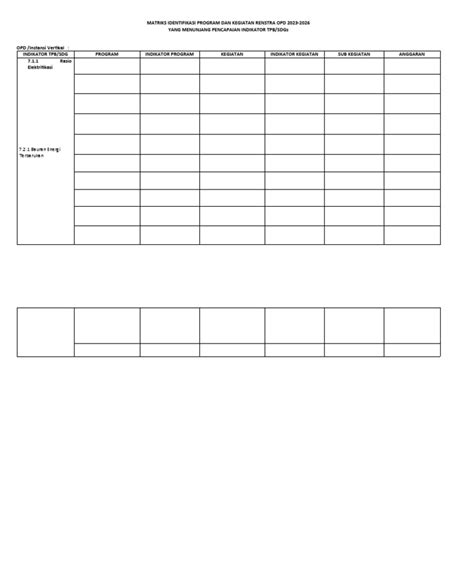 Matriks Identifikasi Program Dan Kegiatan Renstra Opd 2023 Pdf