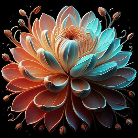 Premium Photo Fantastic Glowing Flowers On Black Background Forming