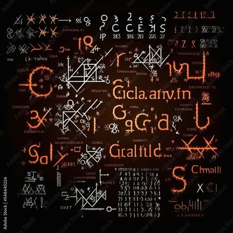 Ancient Characters Data Encoding Glyphs Tribe Mathematical Equation Formula Dark Background Ancient Characters Data Encoding Glyphs Tribe Mathematical Equation Formula Dark Background