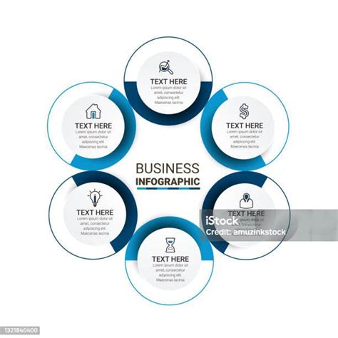 선형 아이콘이 있는 벡터 인포그래픽 요소와 원 주위에 배치된 텍스트 배치위치입니다 인포그래픽 디자인 템플릿입니다 벡터 그림입니다 그래프에 대한 스톡 벡터 아트 및 기타
