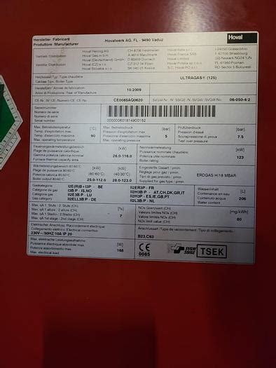 Used Hoval Gas Boiler For Sale In Białokury Poland