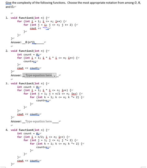 Solved Give The Complexity Of The Following Functions Chegg