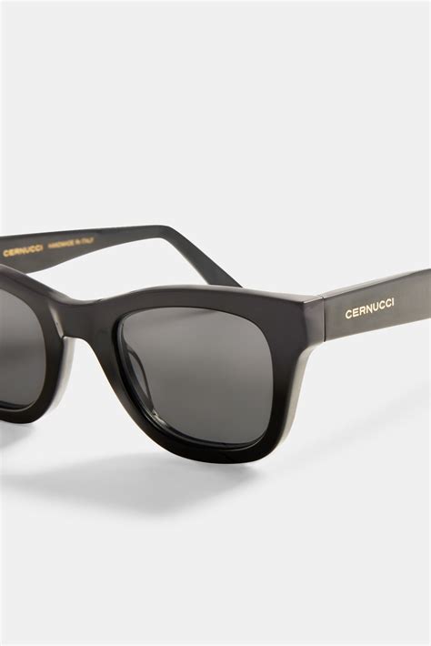 Rounded Square Acetate Frame Sunglasses Black Mens Accessories
