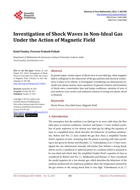 Pdf Investigation Of Shock Waves In Non Ideal Gas Under The Action Of