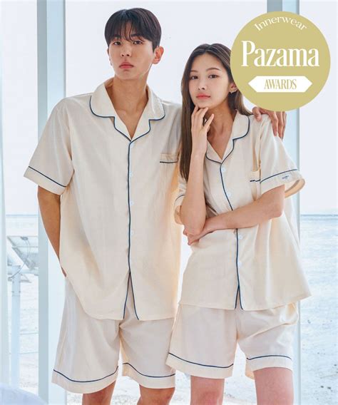 도씨 클린 실크핏 반팔 카라 커플 잠옷 세트