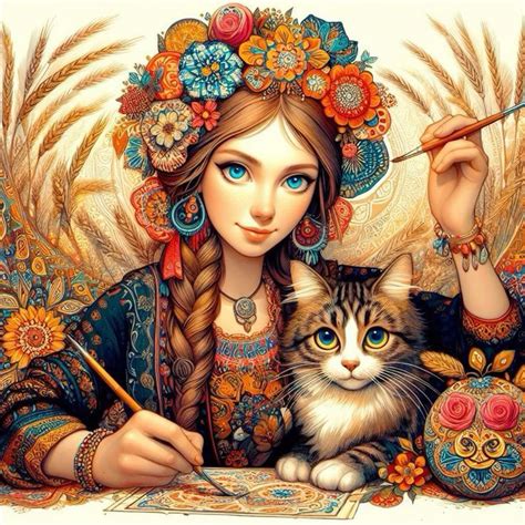 Pin by FarilyaTasarım Handmade Prod on resim Cat art Girly art Female art