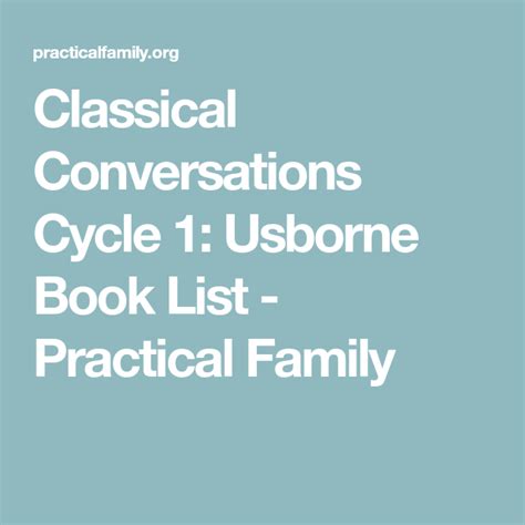 Classical Conversations Cycle 1 Usborne Book List Usborne Books