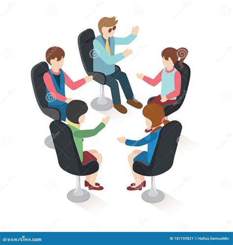 Grupo Isométrico De Personas Sentadas Sobre Sillas Diseño Decorativo De Ilustración Vectorial
