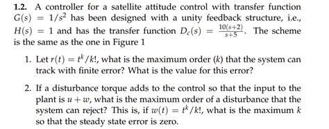 Solved 1 2 A Controller For A Satellite Attitude Control