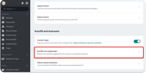 Autofill Via Subdomain NordPass