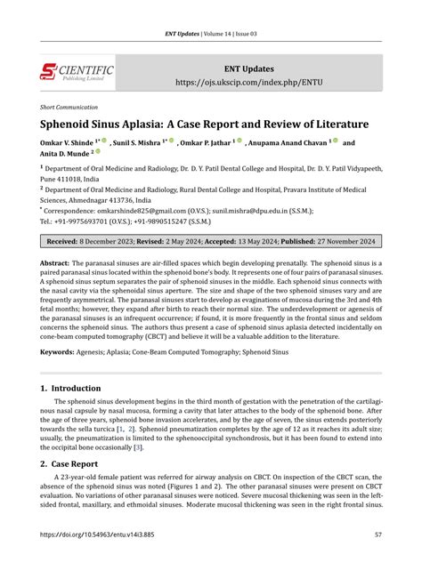 Pdf Sphenoid Sinus Aplasia A Case Report And Review Of Literature