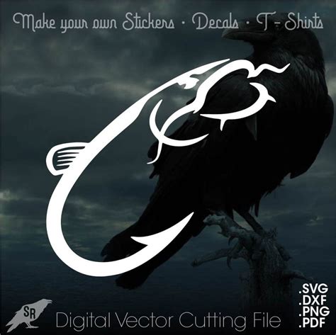 Catfish Hook Vector For Cricut Silhouette Digital Instant Download