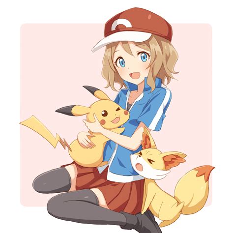 Pikachu And Fennekin Fighting For Serenas Attention R Amourshipping