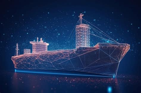 Premium Photo Worldwide Cargo Ship Polygonal Wireframe Mesh Art Looks
