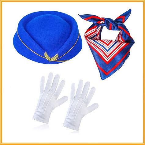1 Set Of Flight Attendant Costume Accessories Stewardess Hat Scarf