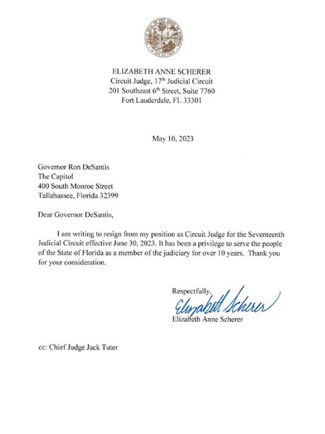 Judge Elizabeth Anne Scherer Resignation Letter Pdf