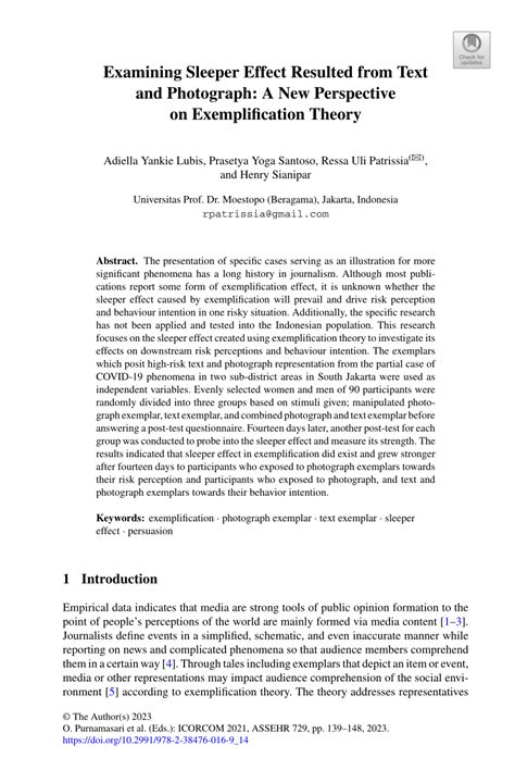 Pdf Examining Sleeper Effect Resulted From Text And Photograph A New