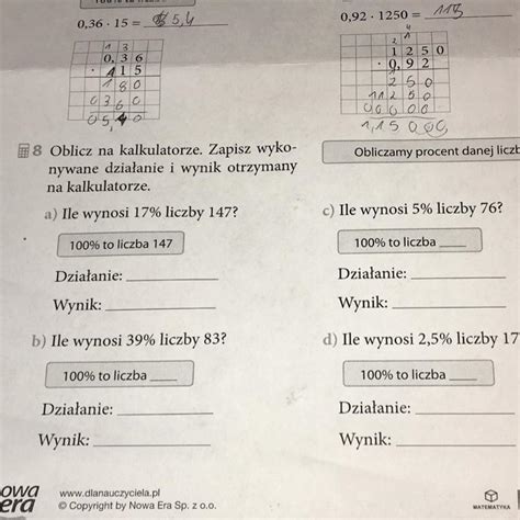 Oblicz na kalkulatorze Zapisz wykonane działania i wyniki otrzymane na