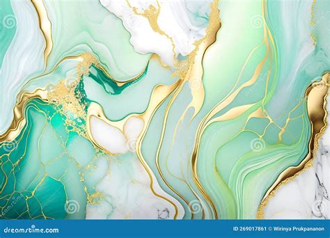 Swirl Of Green Gold Marble Abstract Background Liquid Marble Design Abstract Light Green Azure