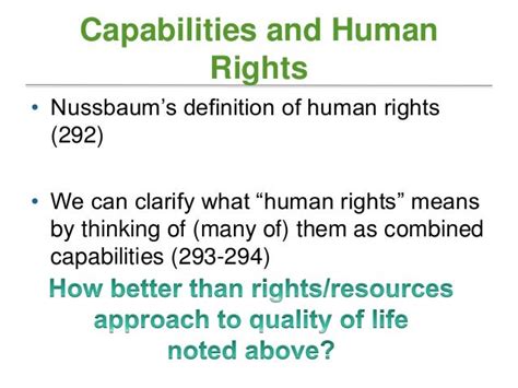 Nussbaum The Capabilities Approach To Quality Of Life