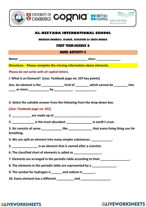 Grade 6 Science Interactive Worksheet Live Worksheets Worksheets