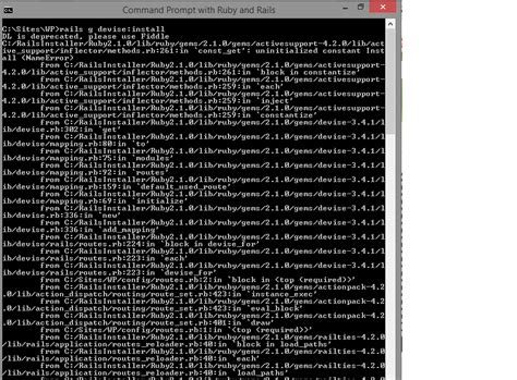 Ruby On Rails Generate Devise Install Returning Errors Stack Overflow