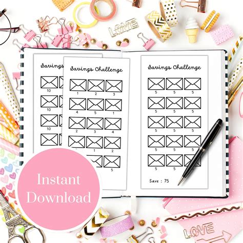 Printable Envelope Savings Challenge Mini Money Tracker Etsy