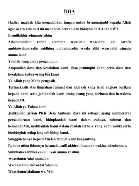 Doa Penutup Acara Pkk Pdf