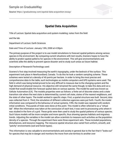 ⇉spatial Data Acquisition Essay Example Graduateway