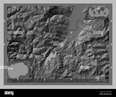 Gostivar Municipality Of Macedonia Grayscale Elevation Map With Lakes
