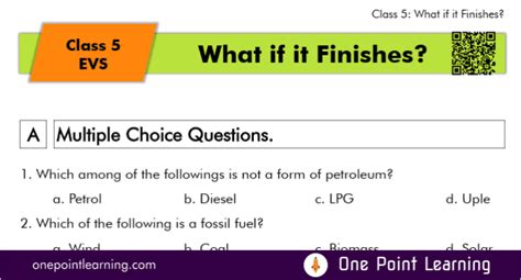 Class 5 Evs Chapter 12 What If It Finishes Worksheet Pdf