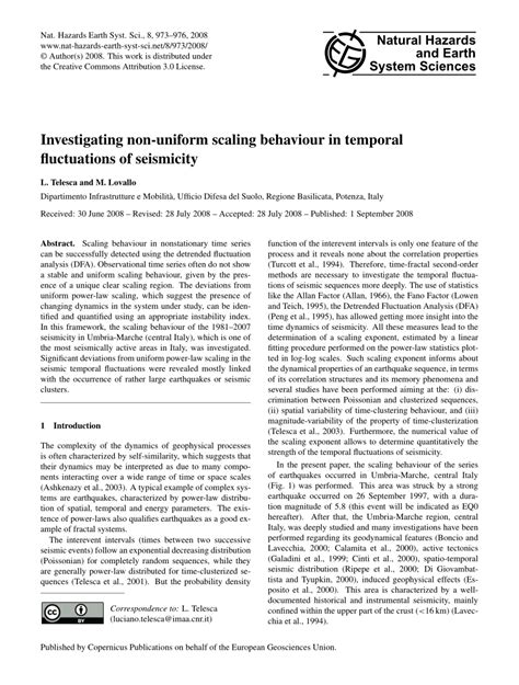 Pdf Investigating Non Uniform Scaling Behavior In Temporal