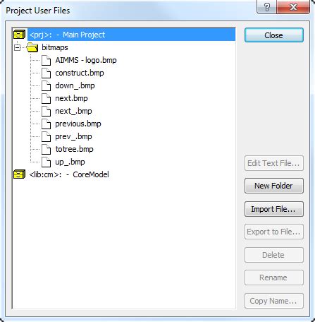 Additional Files Related To An AIMMS Project AIMMS User S Guide