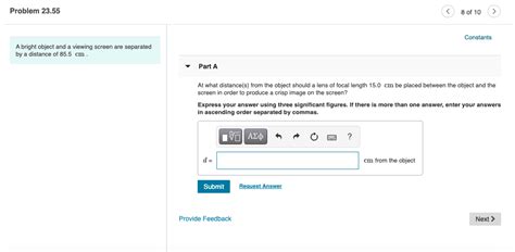 solved problem 23 55 8 of 10 constants a bright object and a
